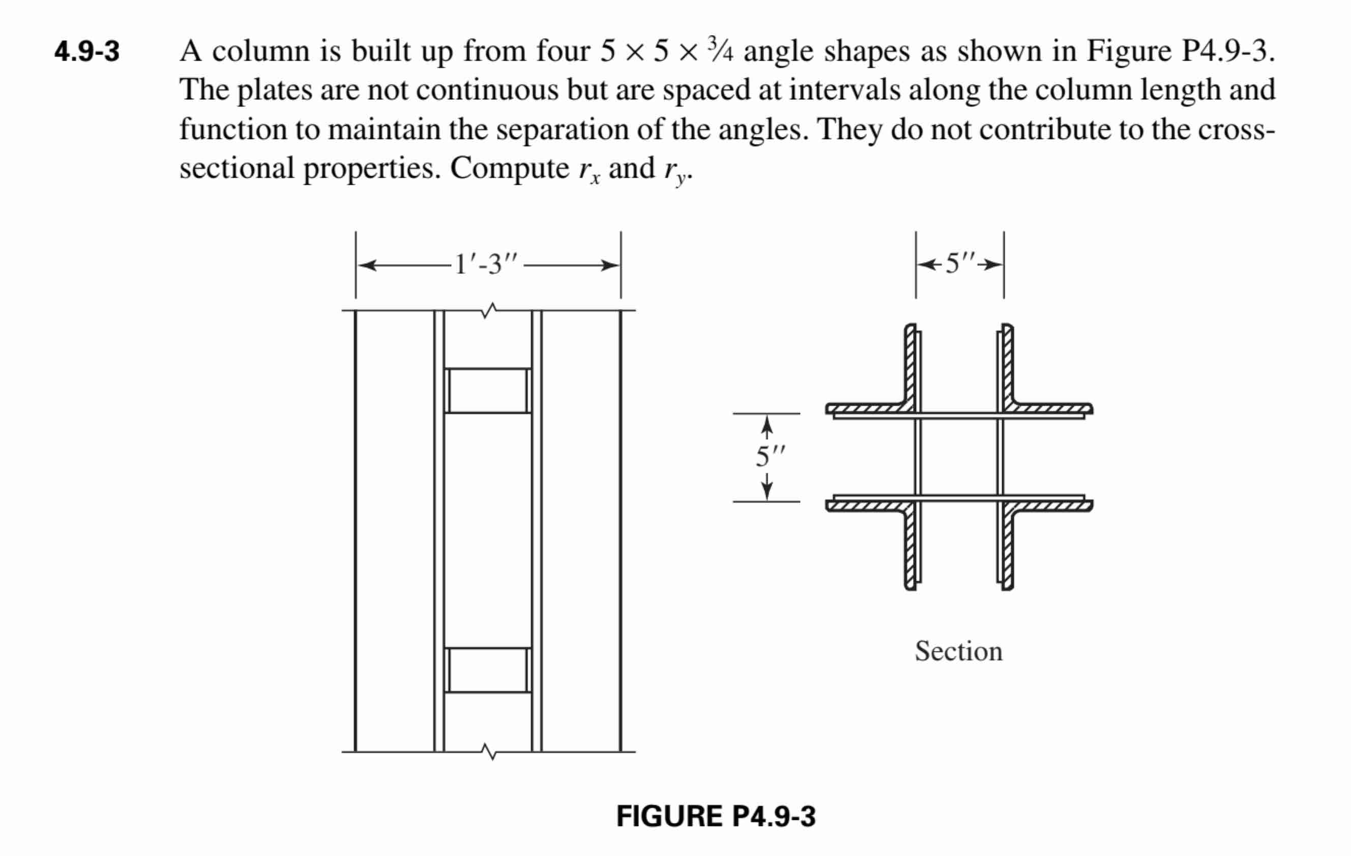Solved 4.9-3 ﻿A column is built up from four \( 5 \times | Chegg.com