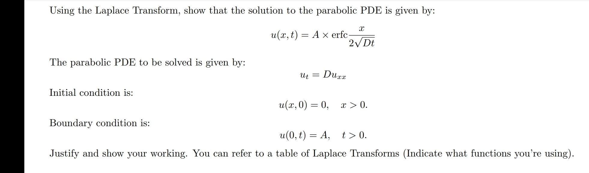 Solved Using the Laplace Transform, show that the solution | Chegg.com