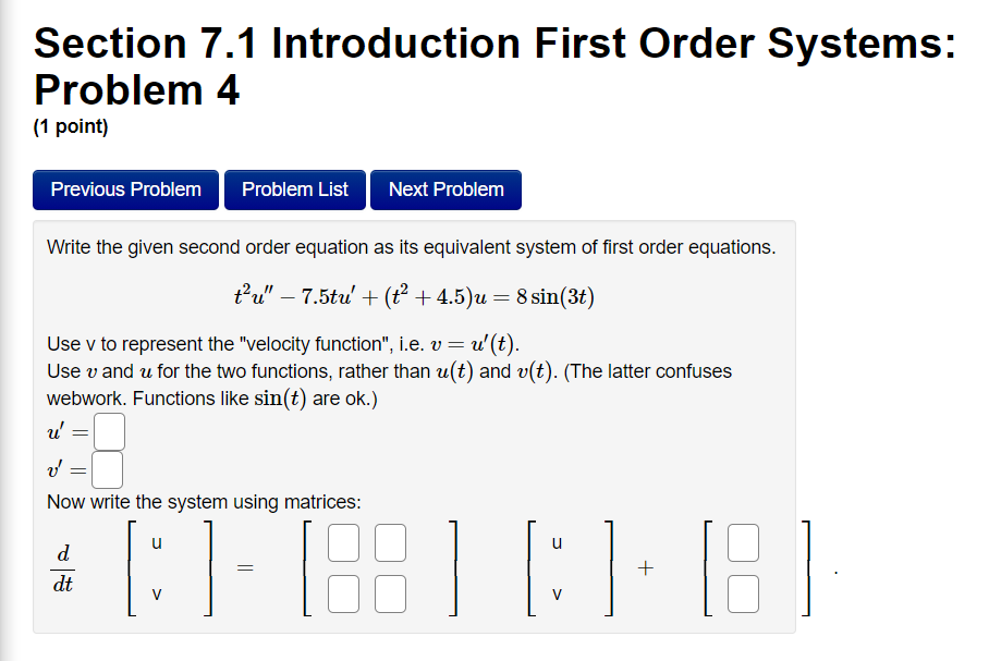 Solved Section 7 1 Introduction First Order Systems Problem
