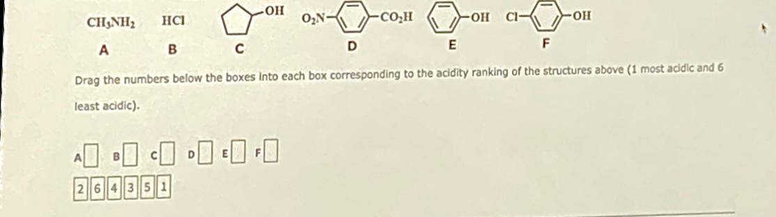 Solved он HCI CH NH2 ON- -C02H -ОН CI- ЕОН A с B D F E Drag | Chegg.com