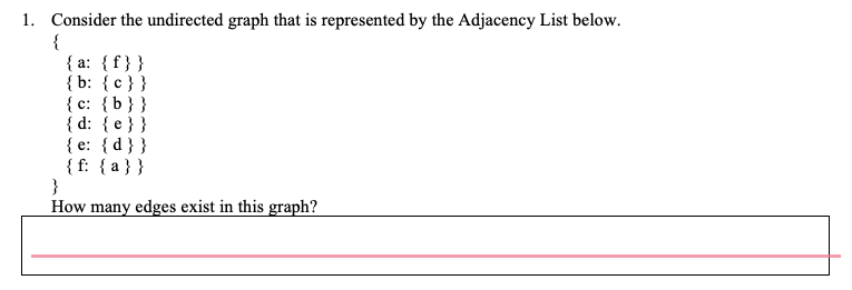 Solved 1. Consider the undirected graph that is represented | Chegg.com