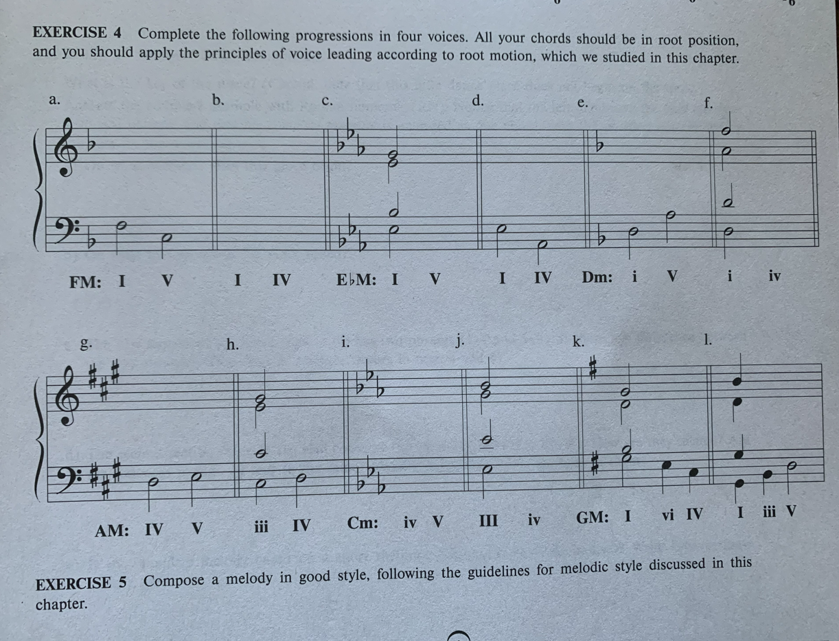 MUSIC THEORY: Complete the following progressions in | Chegg.com
