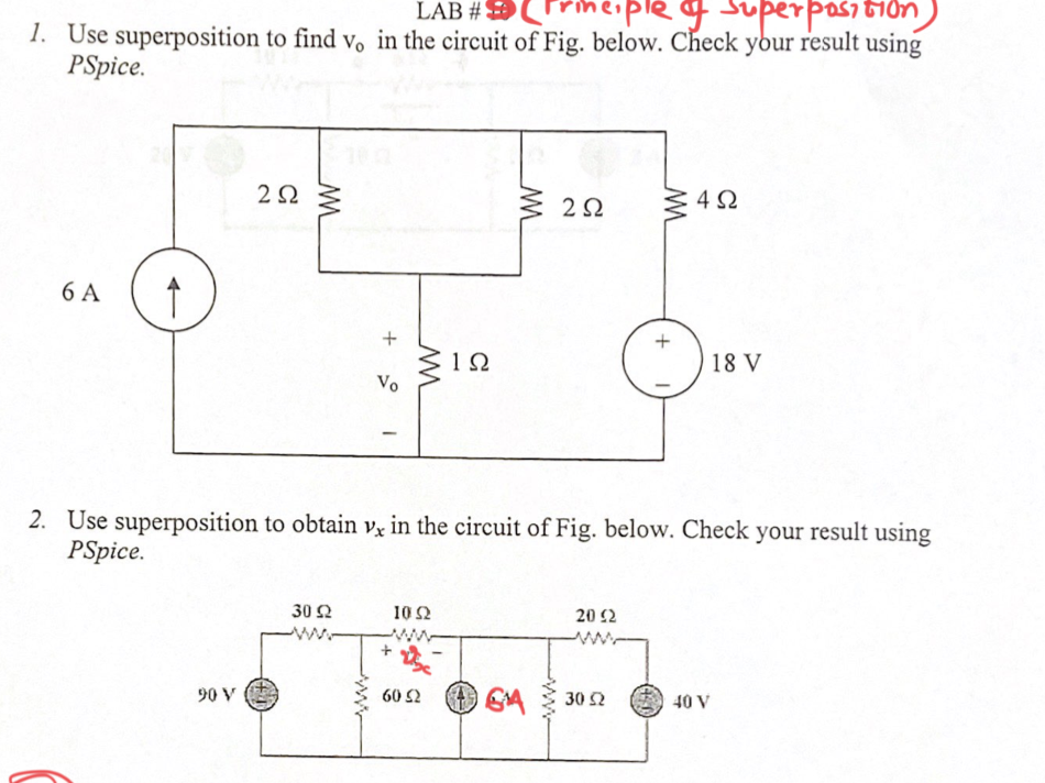 Solved LAB #9 prineople y superposition 1. Use superposition | Chegg.com