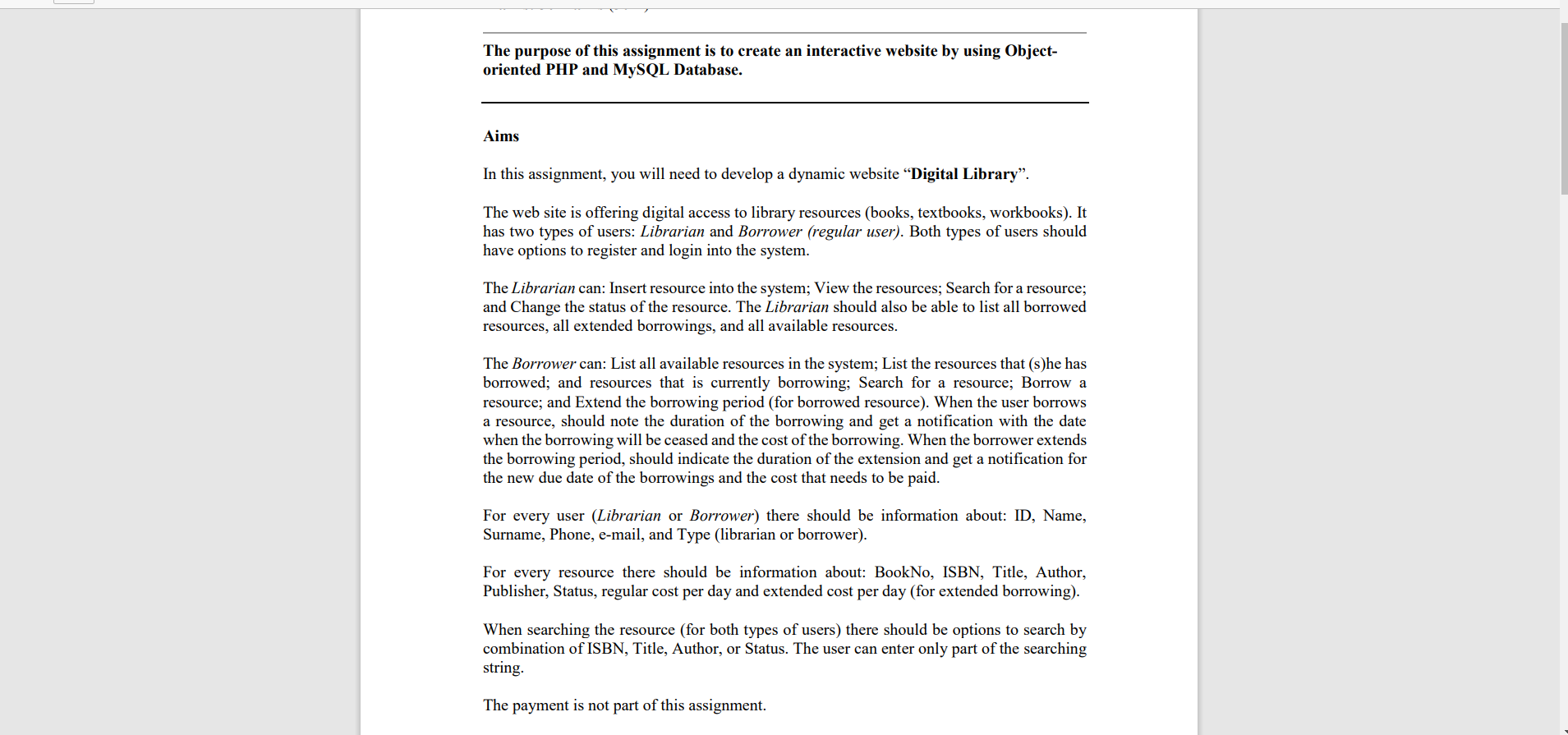 Solved The purpose of this assignment is to create an | Chegg.com