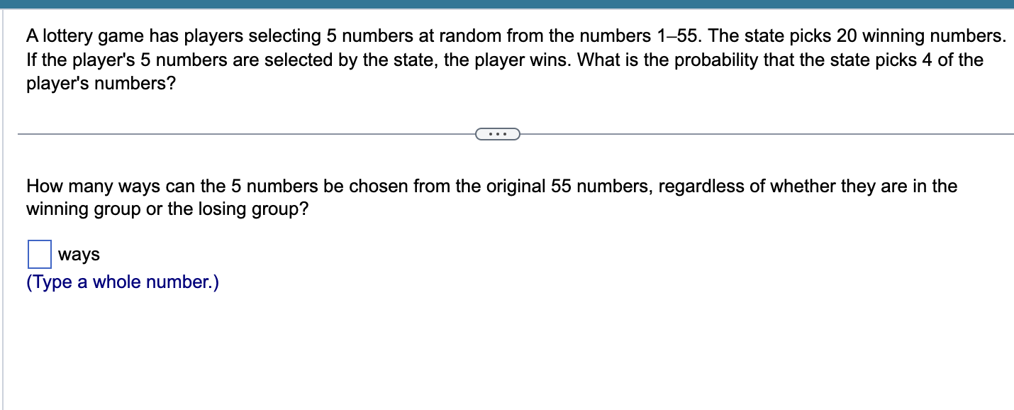 Solved A lottery game has players selecting 5 numbers at | Chegg.com