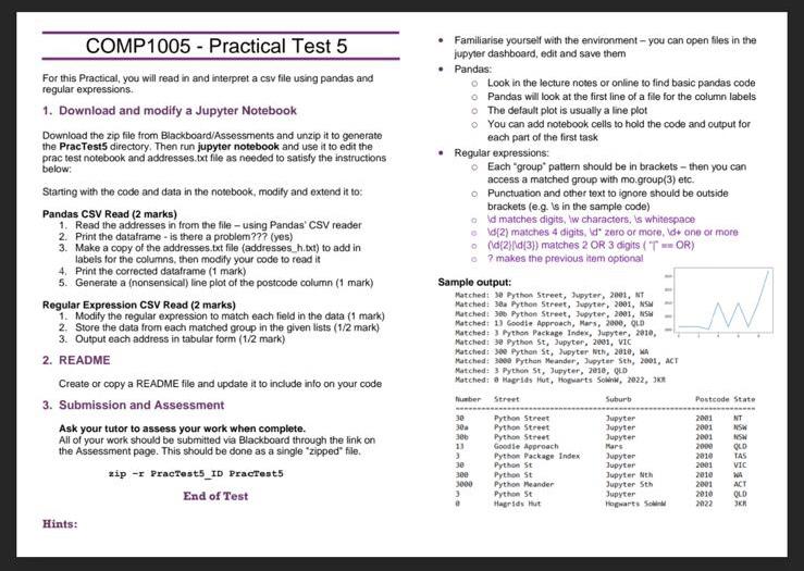 Solved PracTest5.ipynb import re addressRegex = | Chegg.com