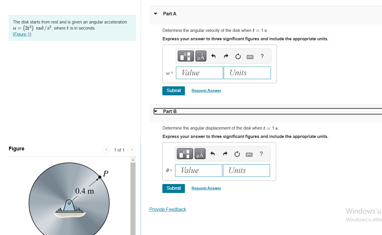 [Solved]: Part A The disk starts from rest and is given an a
