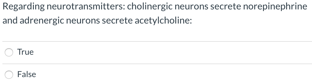 Solved Regarding neurotransmitters: cholinergic neurons | Chegg.com