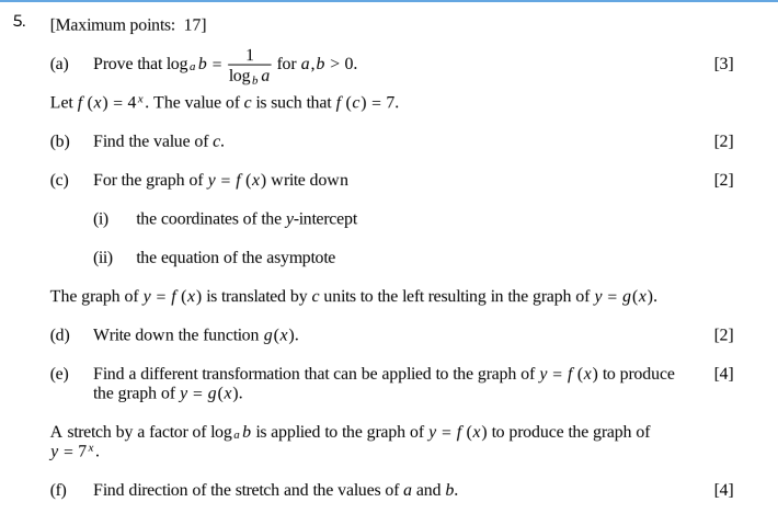 Solved 5. [Maximum points: 17] 1 (a) Prove that logab = for | Chegg.com