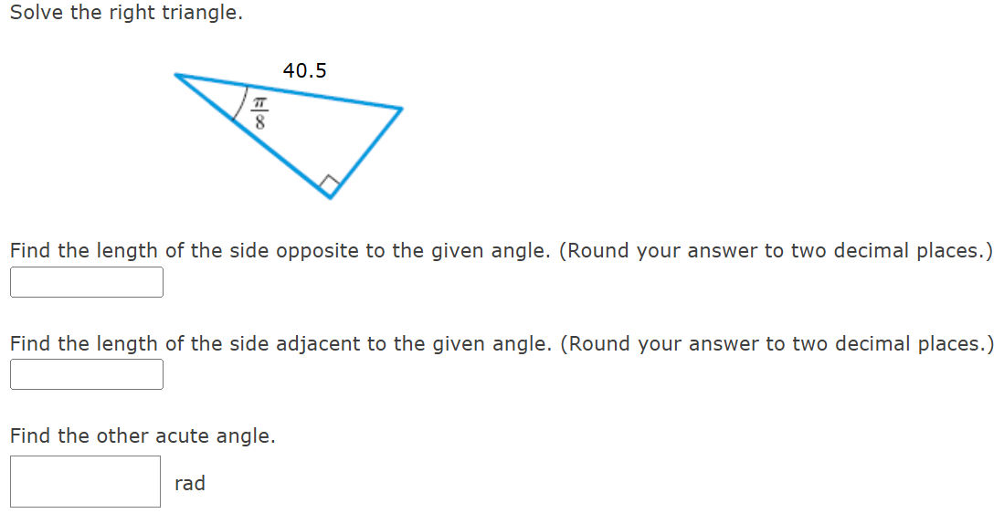 Solved Solve the right triangle.Find the length of the side | Chegg.com