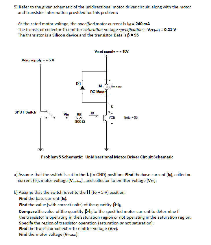 Solved 5) Refer to the given schematic of the unidirectional | Chegg.com