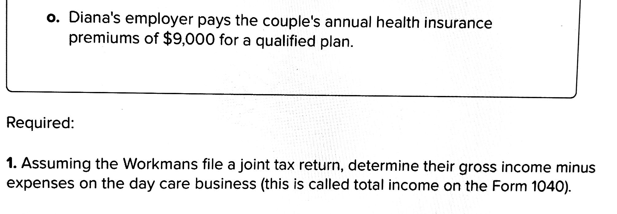 Diana and Ryan Workman were married on January 1 of | Chegg.com