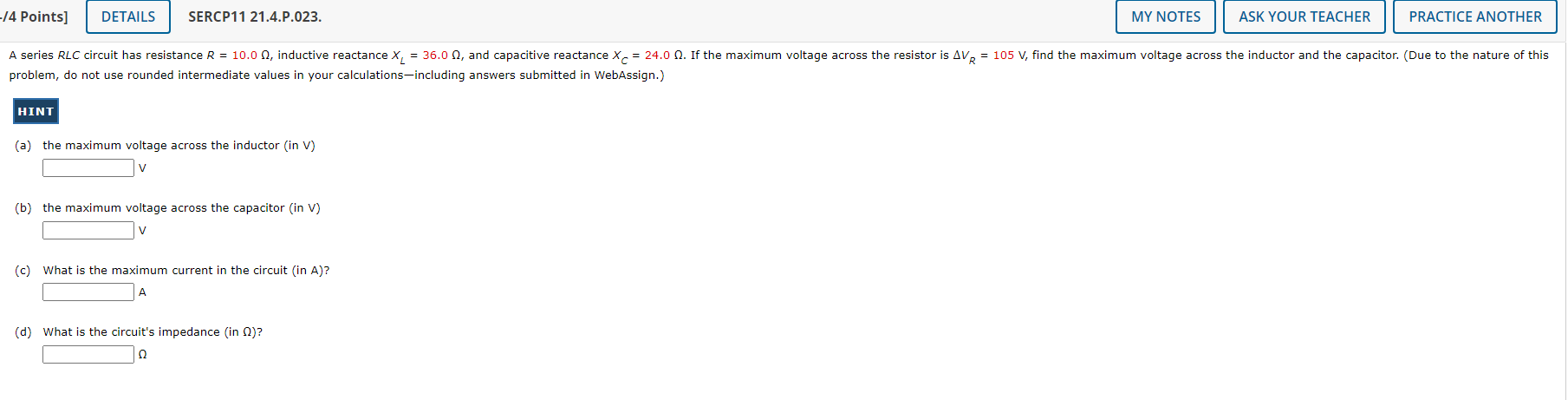 Solved problem, do not use rounded intermediate values in | Chegg.com