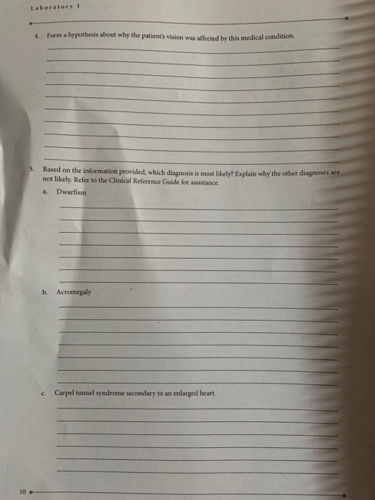 The Endocrine System Which values from the patient's | Chegg.com