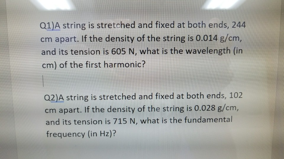 Solved Q1)A string is stretched and fixed at both ends, 244 | Chegg.com