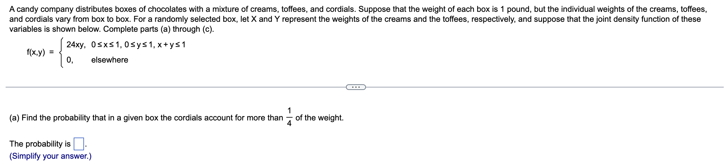Solved A candy company distributes boxes of chocolates with | Chegg.com