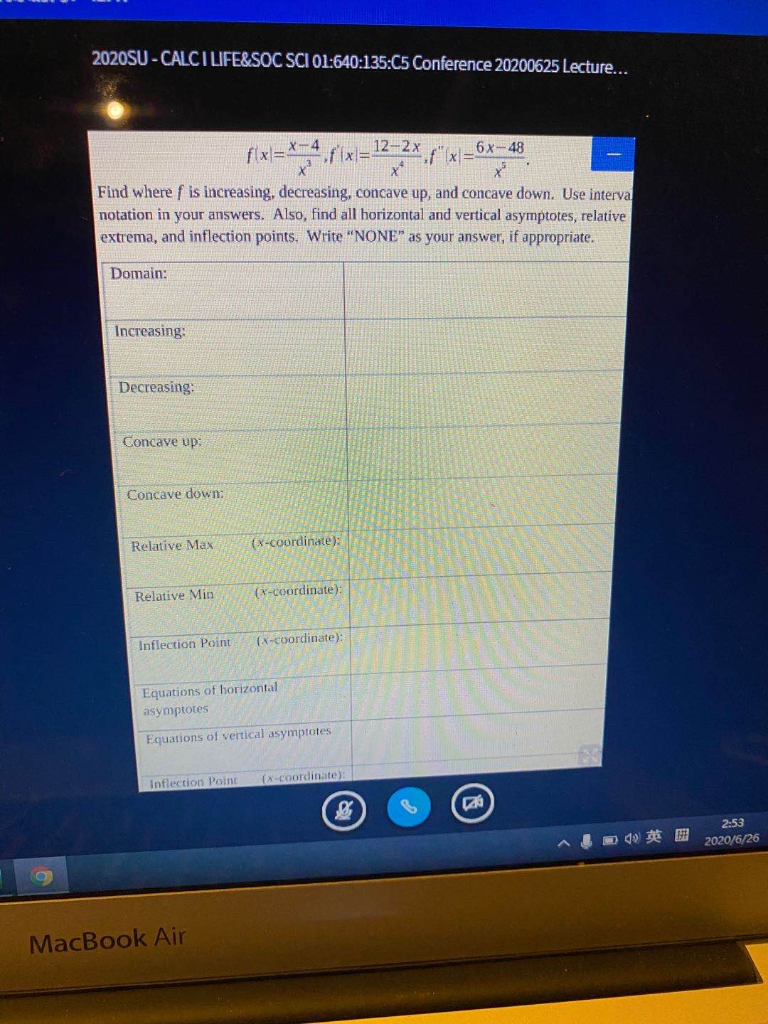 Solved 2020SU-CALCI LIFE&SOC SCI 01:640:135:C5 Conference | Chegg.com