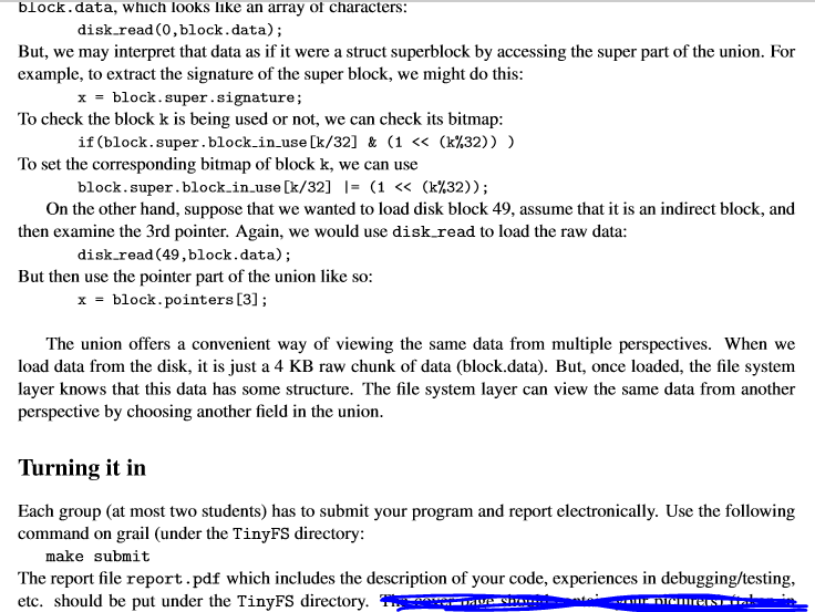 In this project, you will implement a tiny file | Chegg.com
