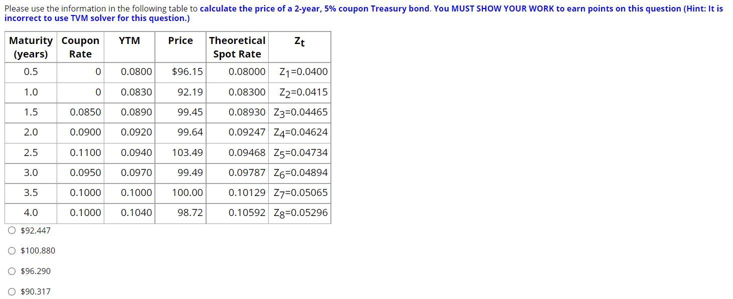 Solved Please use the information in the following table to | Chegg.com