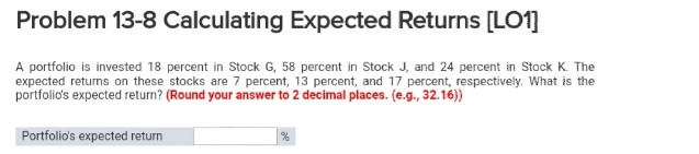Solved Problem 13-8 Calculating Expected Returns (LO1] A | Chegg.com