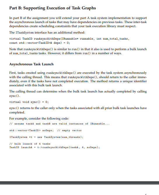 Part B: Supporting Execution of Task Graphs In part | Chegg.com