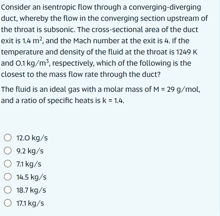 Solved Consider an isentropic flow through a | Chegg.com