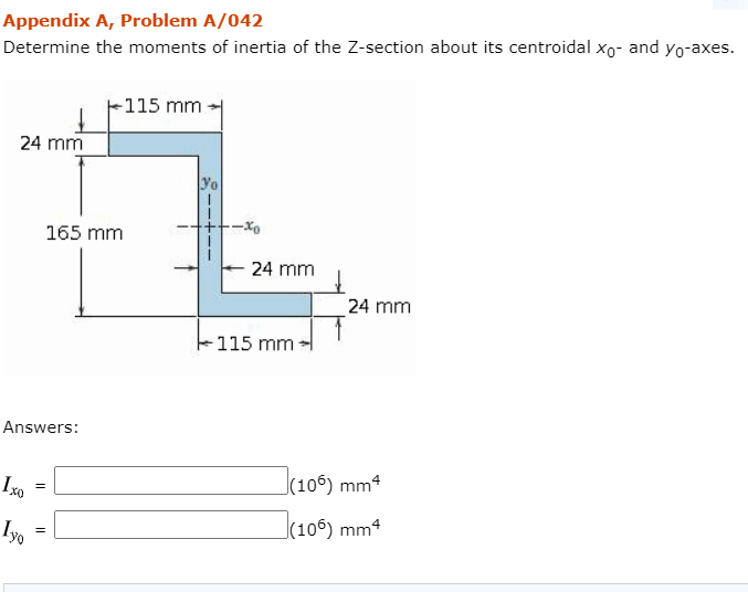 Solved Appendix A, Problem A/042 Determine the moments of | Chegg.com