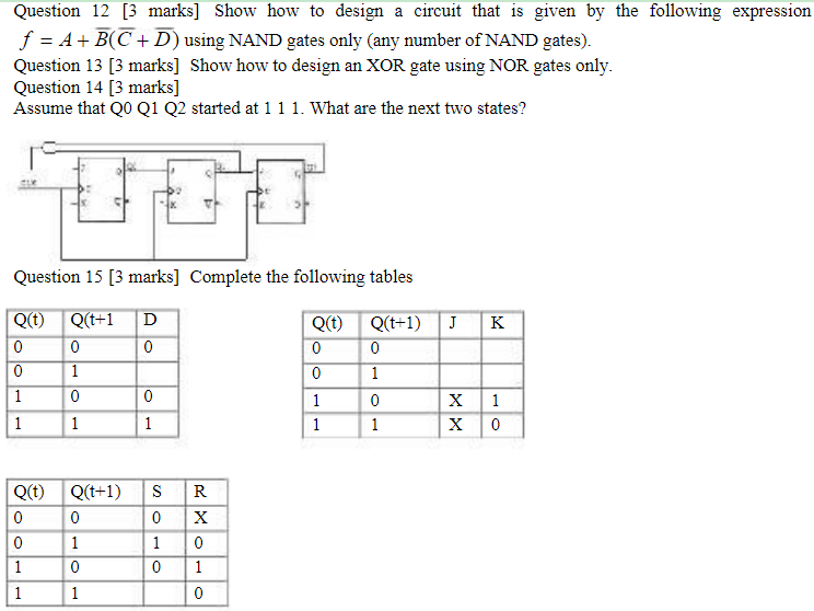 Solved Question 12 [3 marks] Show how to design a circuit | Chegg.com