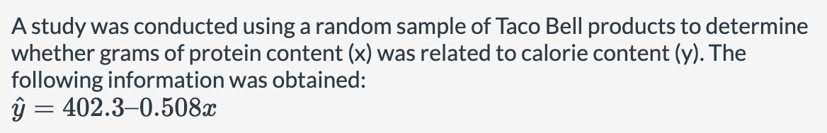 Solved A study was conducted using a random sample of Taco | Chegg.com