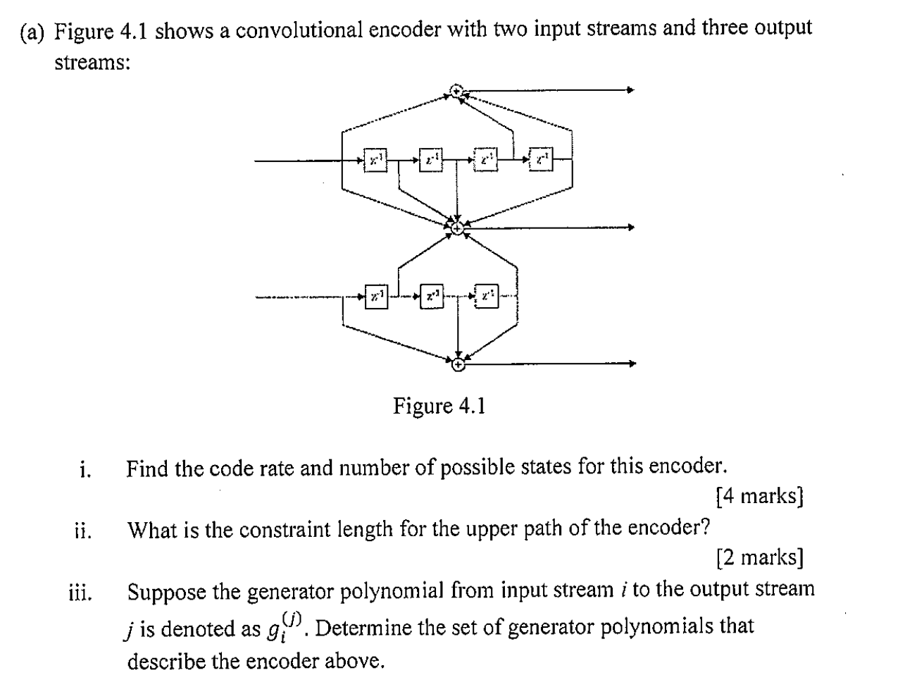 Solved (a) Figure 4.1 shows a convolutional encoder with two | Chegg.com