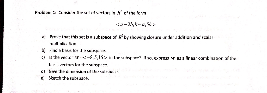 Solved Problem 1: Consider the set of vectors in R3 of the | Chegg.com