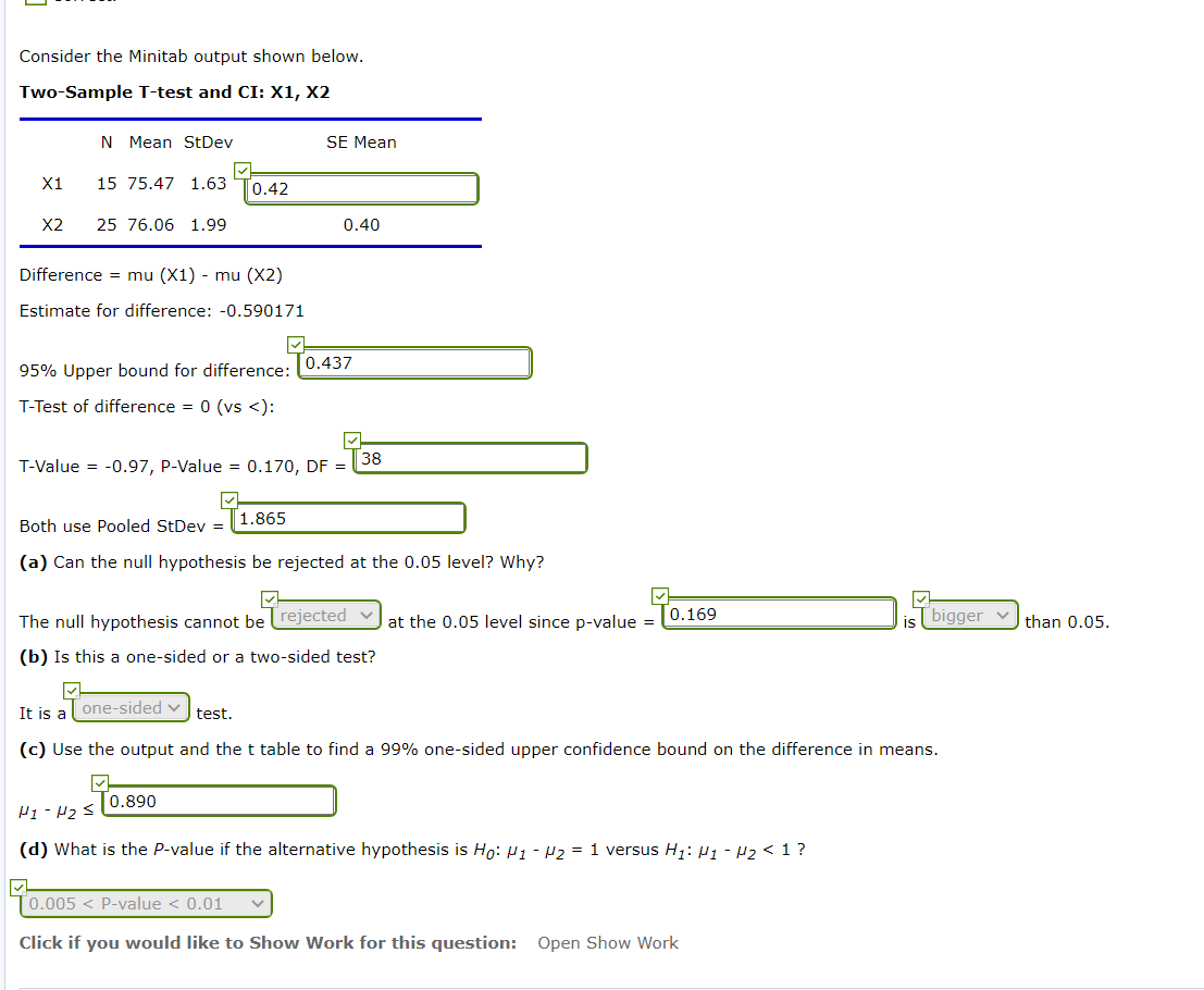 Solved For part a Kindly Use ONLY the P-Value as a | Chegg.com