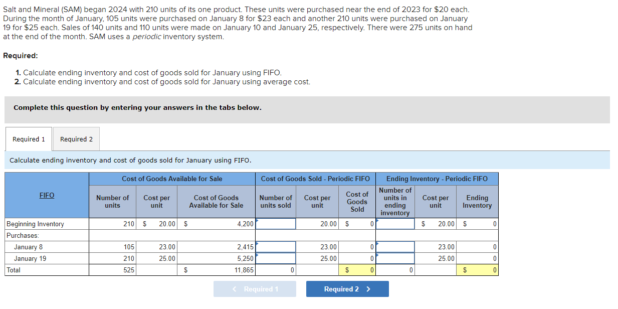 Solved Salt and Mineral (SAM) ﻿began 2024 ﻿with 210 ﻿units | Chegg.com
