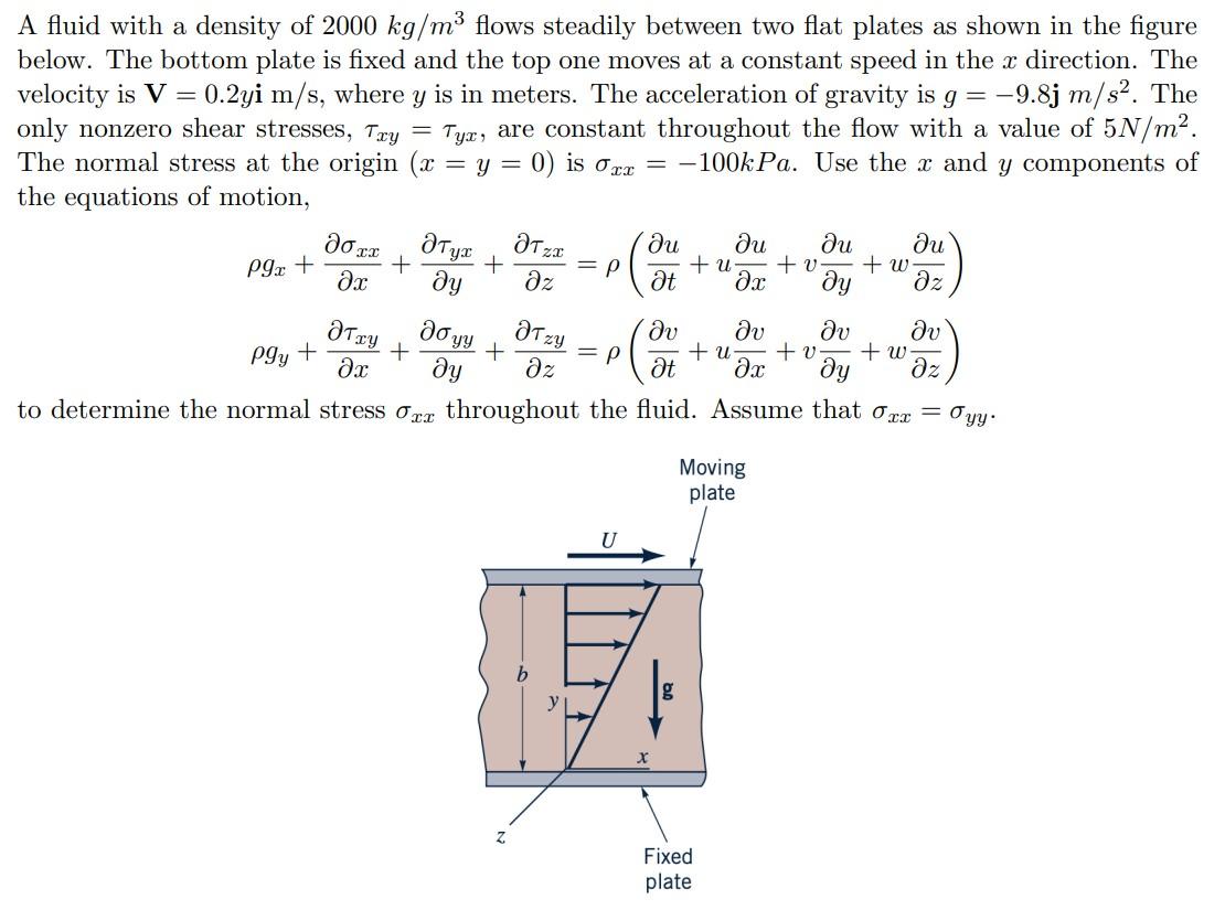 Solved A fluid with a density of 2000 kg/m3 flows steadily | Chegg.com