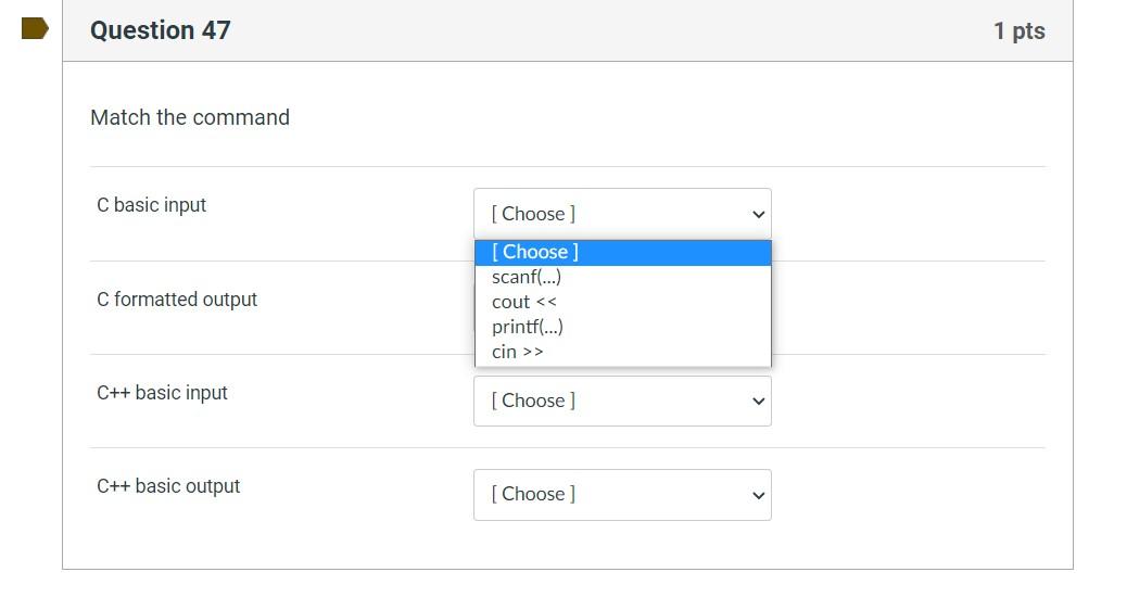 Solved Match the command | Chegg.com