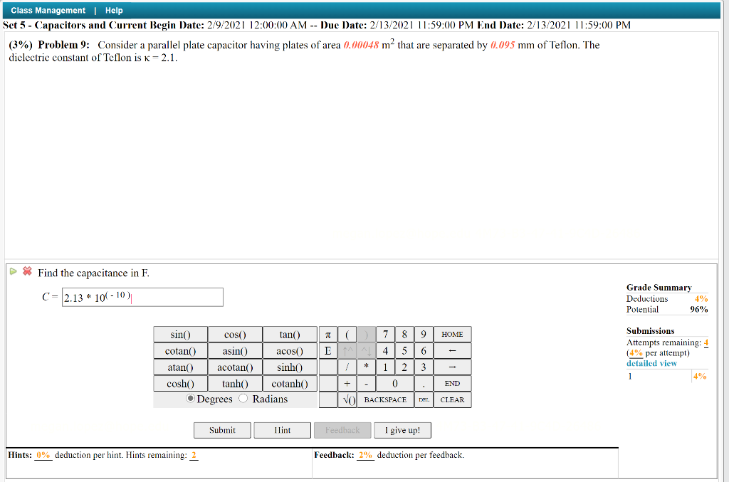 Solved Class Management | Help Set 5 - Capacitors and | Chegg.com