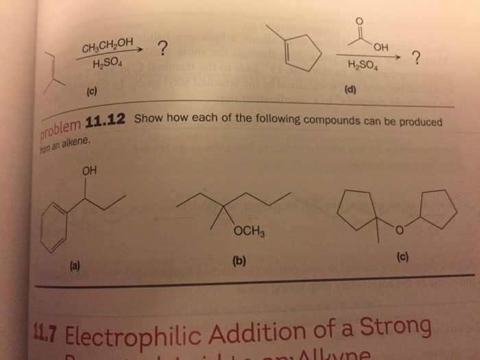 Solved CH CHOH H2SO4 OH H2SO4 m 11.12 Show how each of the | Chegg.com