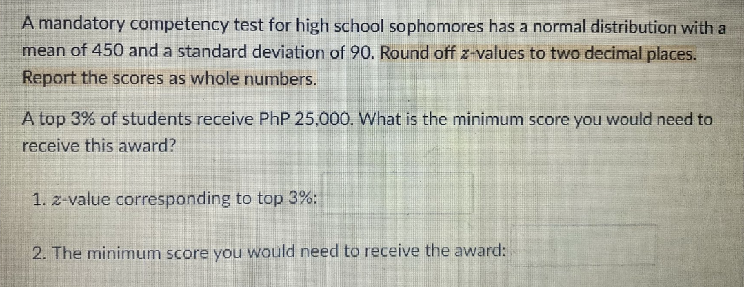 Solved A mandatory competency test for high school | Chegg.com