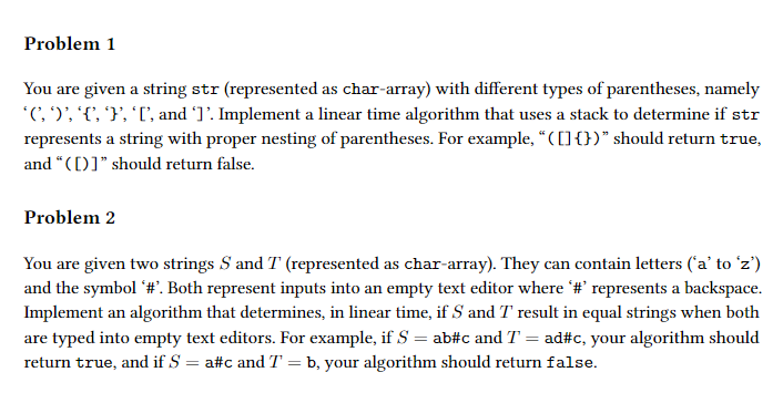 Solved Problem 1 You are given a string str (represented as | Chegg.com