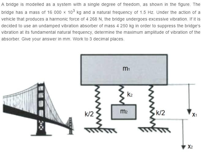Solved A bridge is modelled as a system with a single degree | Chegg.com