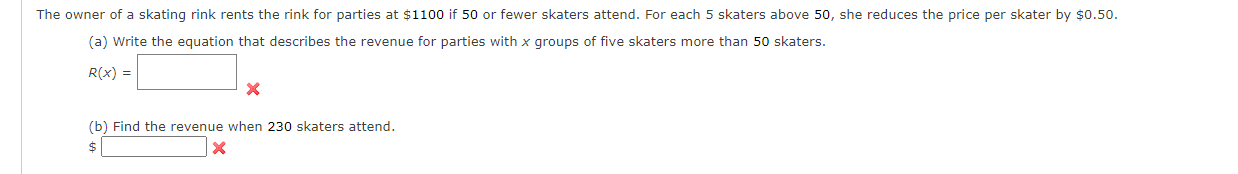 Solved The owner of a skating rink rents the rink for | Chegg.com