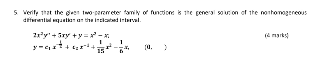 Solved 5. Verify that the given two-parameter family of | Chegg.com