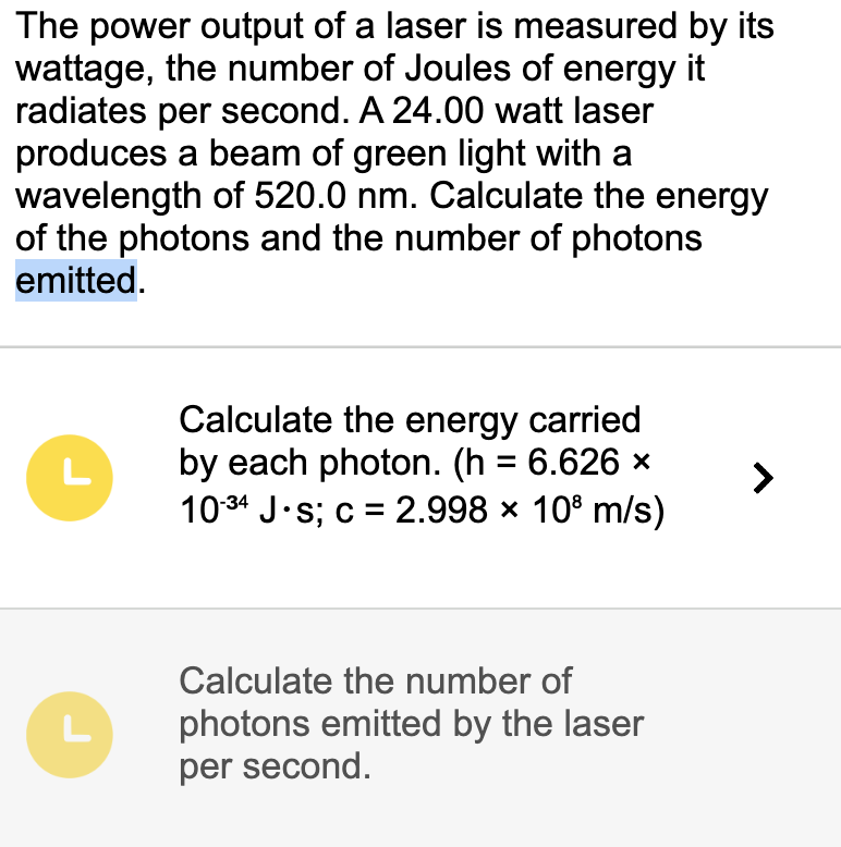 Solved The power output of a laser is measured by its | Chegg.com