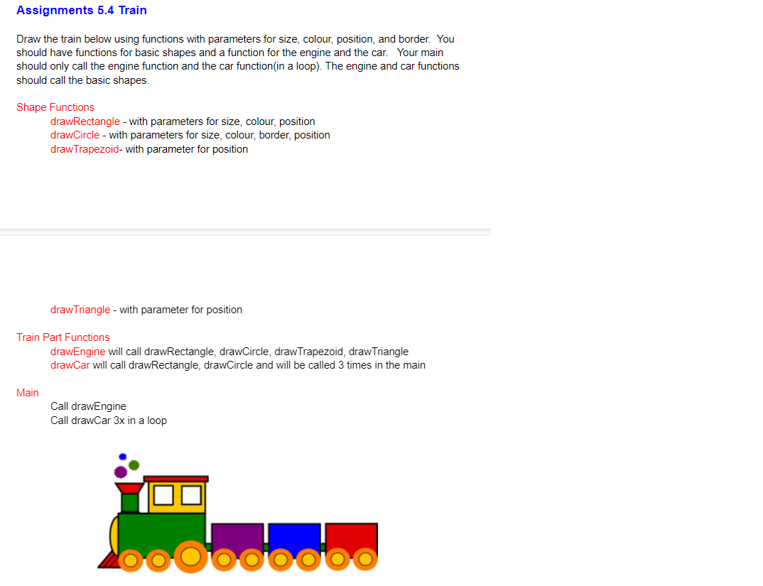 Assignments 5.4 Train Draw the train below using | Chegg.com
