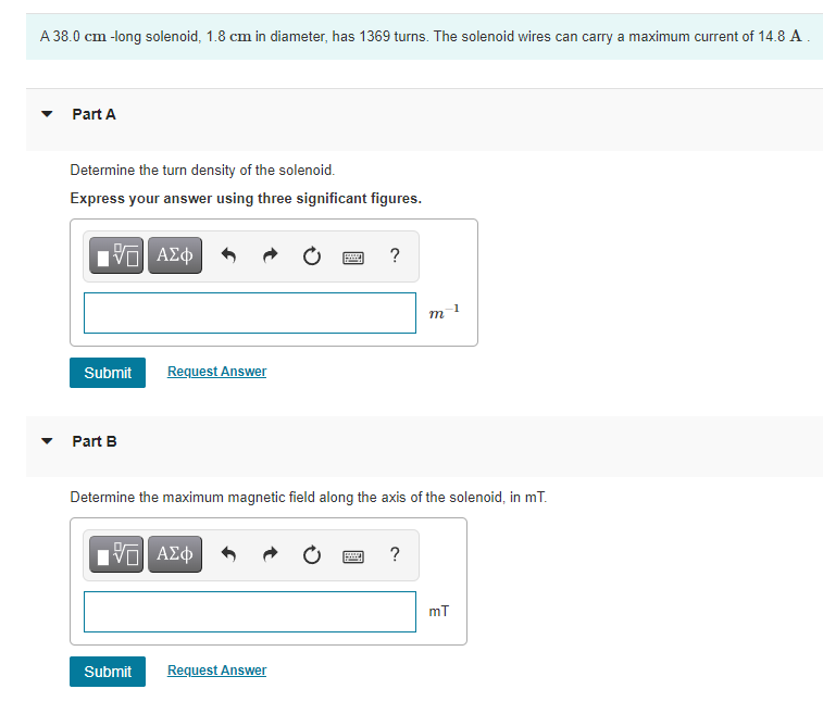 Solved A 38.0 cm-long solenoid, 1.8 cm in diameter, has 1369 | Chegg.com