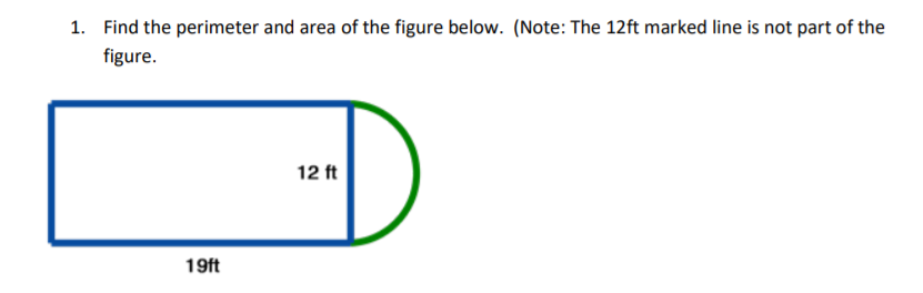 Solved 1. Find the perimeter and area of the figure below. | Chegg.com