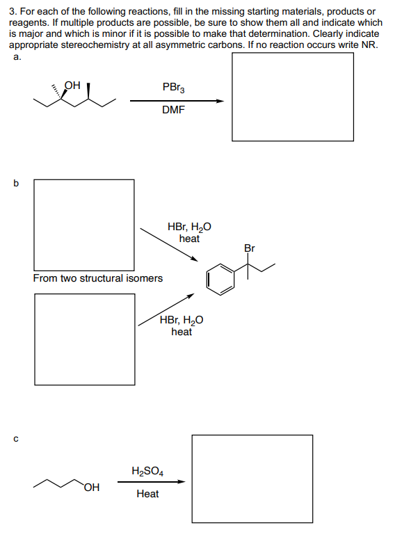 Solved For each of the following reactions, fill in the | Chegg.com