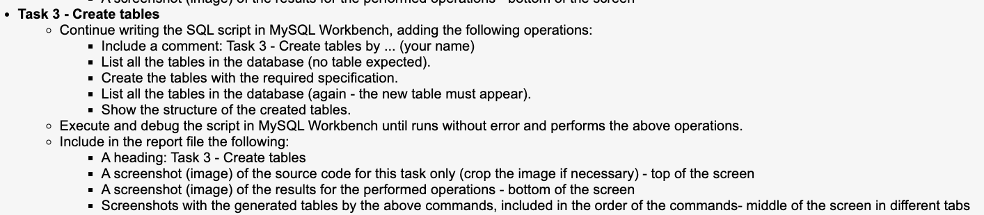 Solved Task 3 - Create tables - Continue writing the SQL | Chegg.com