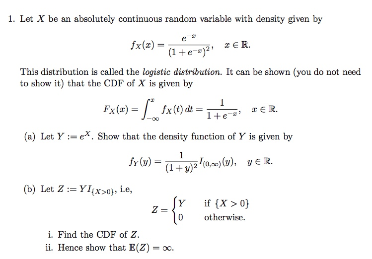 Solved 1. Let X be an absolutely continuous random variable | Chegg.com