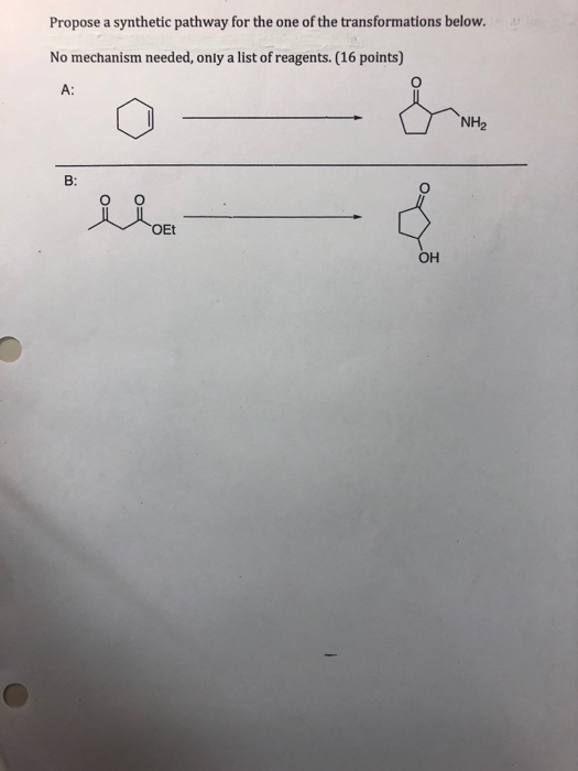Solved Propose a synthetic pathway for the one of the | Chegg.com